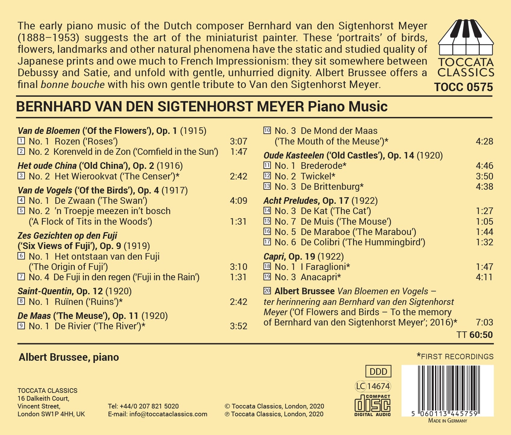 Sigtenhorst Meyer: Piano Music – HBDirect