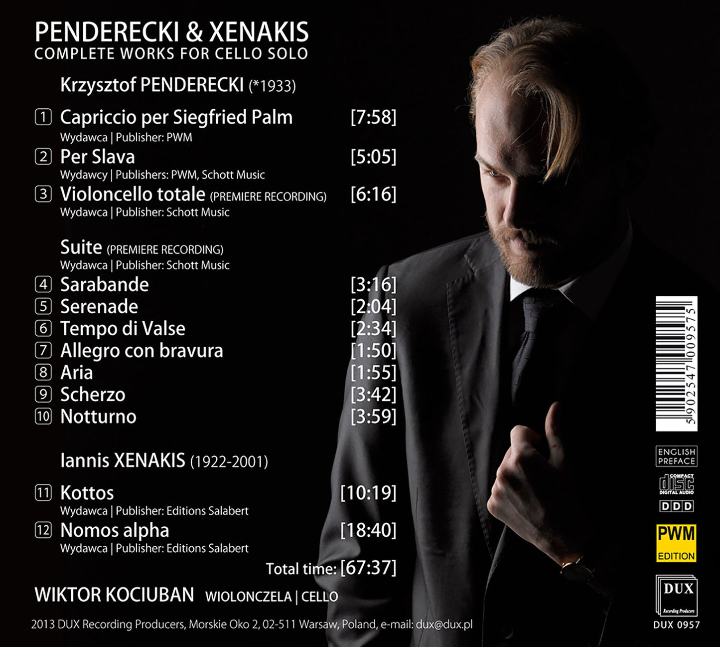 Penderecki & Xenakis: Complete Works For Cello Solo Wiktor Kociuban ...