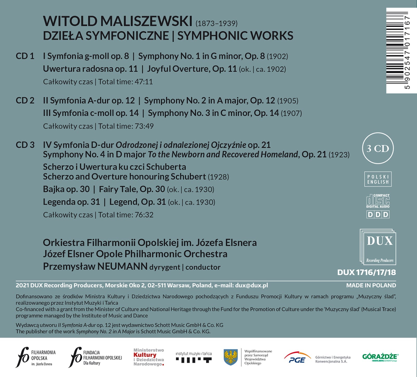 Maliszewski: Symphonic Works / Józef Elsner Opole Philharmonic Orchest ...